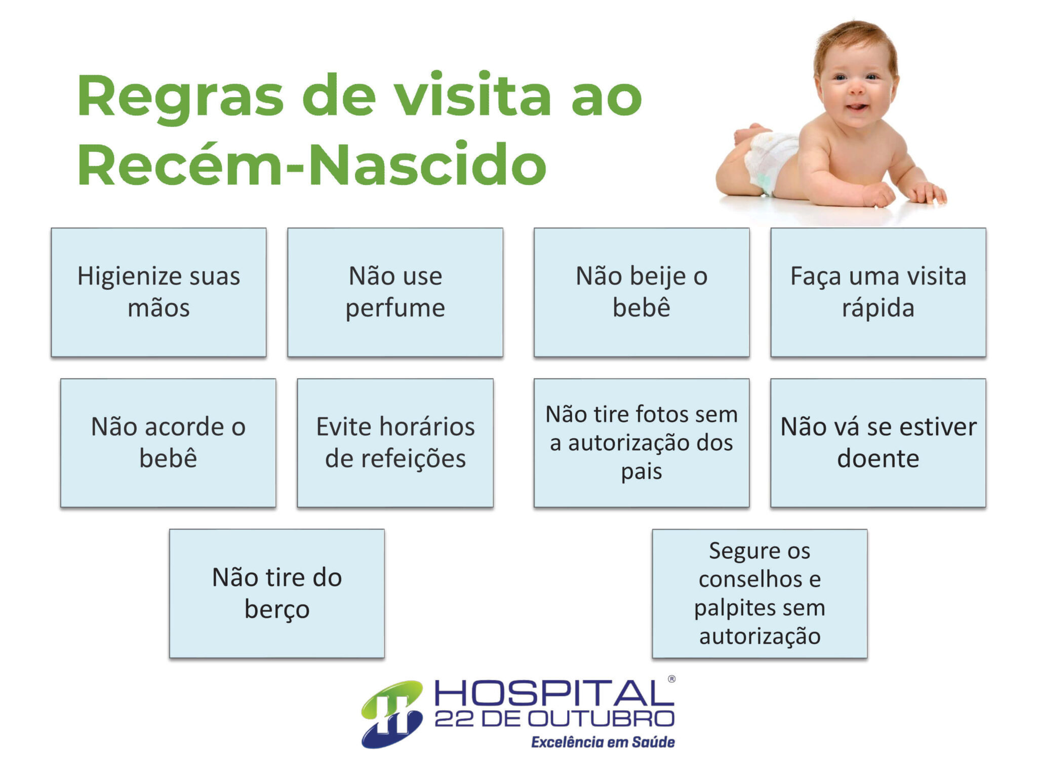 Regras de visita ao Recém-Nascido - Hospital 22 de Outubro